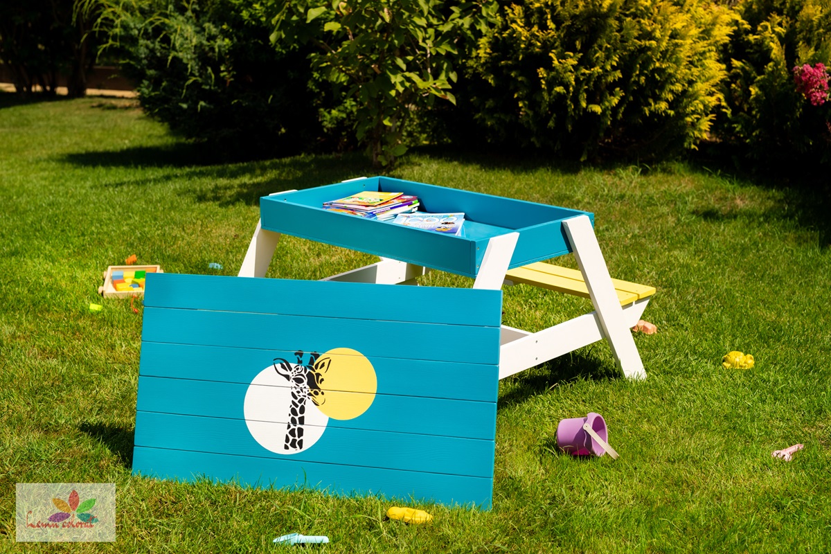 Masuta cu lada de nisip si desen animat, turcoaz - Lemncolorat